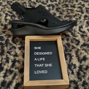 Bzees | Shoes | Bzees Saucy Black Rhinestone Bling Sandals Shoes | Poshmark